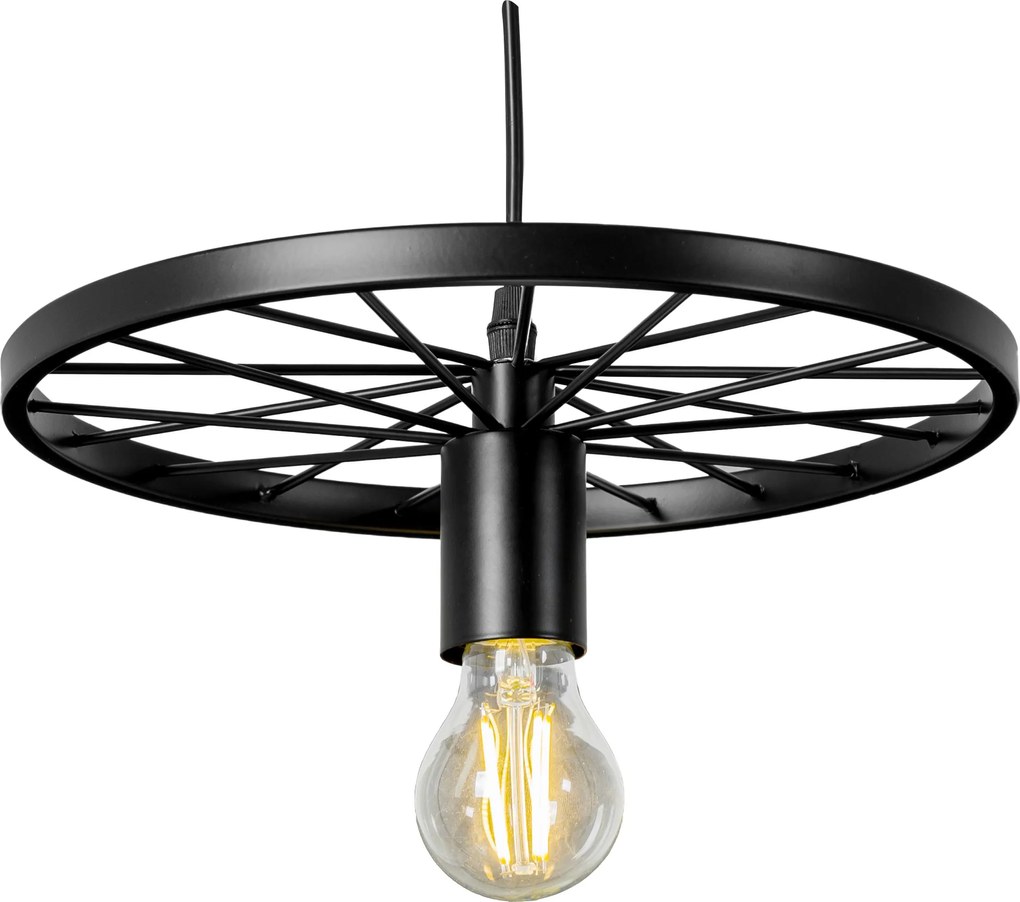 Toolight - Stropní lampa závěsná retro kruhová 1xE27 APP212-1CP, černá, OSW-08001