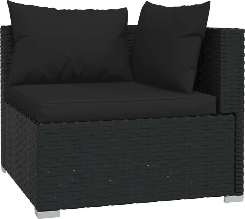 vidaXL 5dílná zahradní sedací souprava s poduškami polyratan [3101432] Barva: Černá a krémová