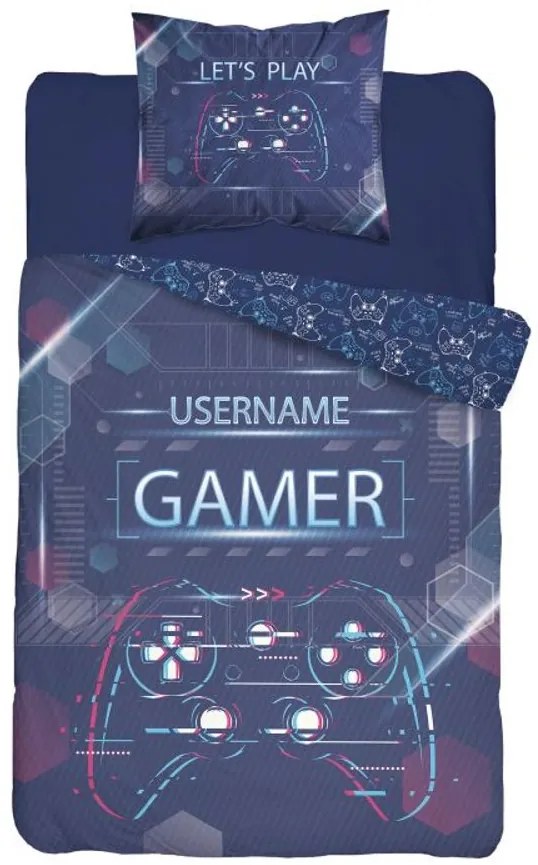 DETEXPOL Povlečení Gamer blue Bavlna, 140/200, 70/80 cm