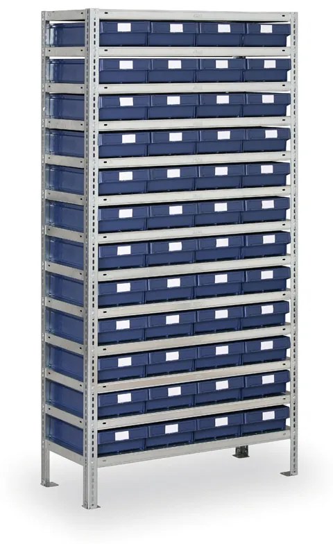 Regál s plastovými boxy MAX - 2000 x 400 x 1000 mm, 48x box E