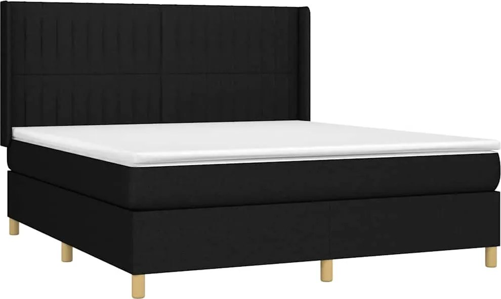 Box spring postel s matrací a LED černá 160x200 cm textil 3139047