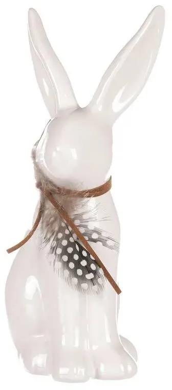 Velikonoční keramický zajíček s peříčkem- 19 cm