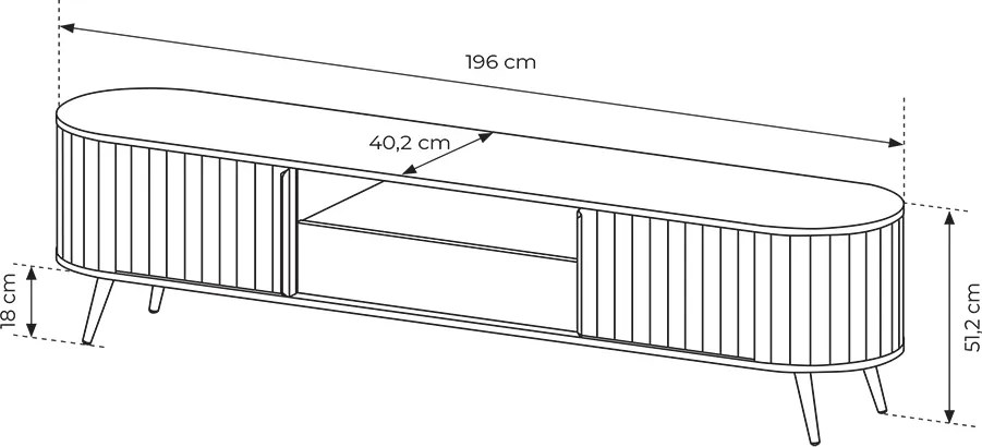 LOVI c | TV stolek RTV 2D1S | 196 cm | dub cremona