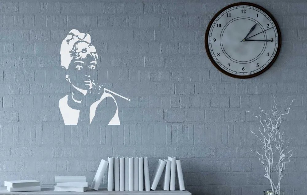 GLIX Audrey Hepburn - samolepka na zeď Bílá 75 x 100 cm