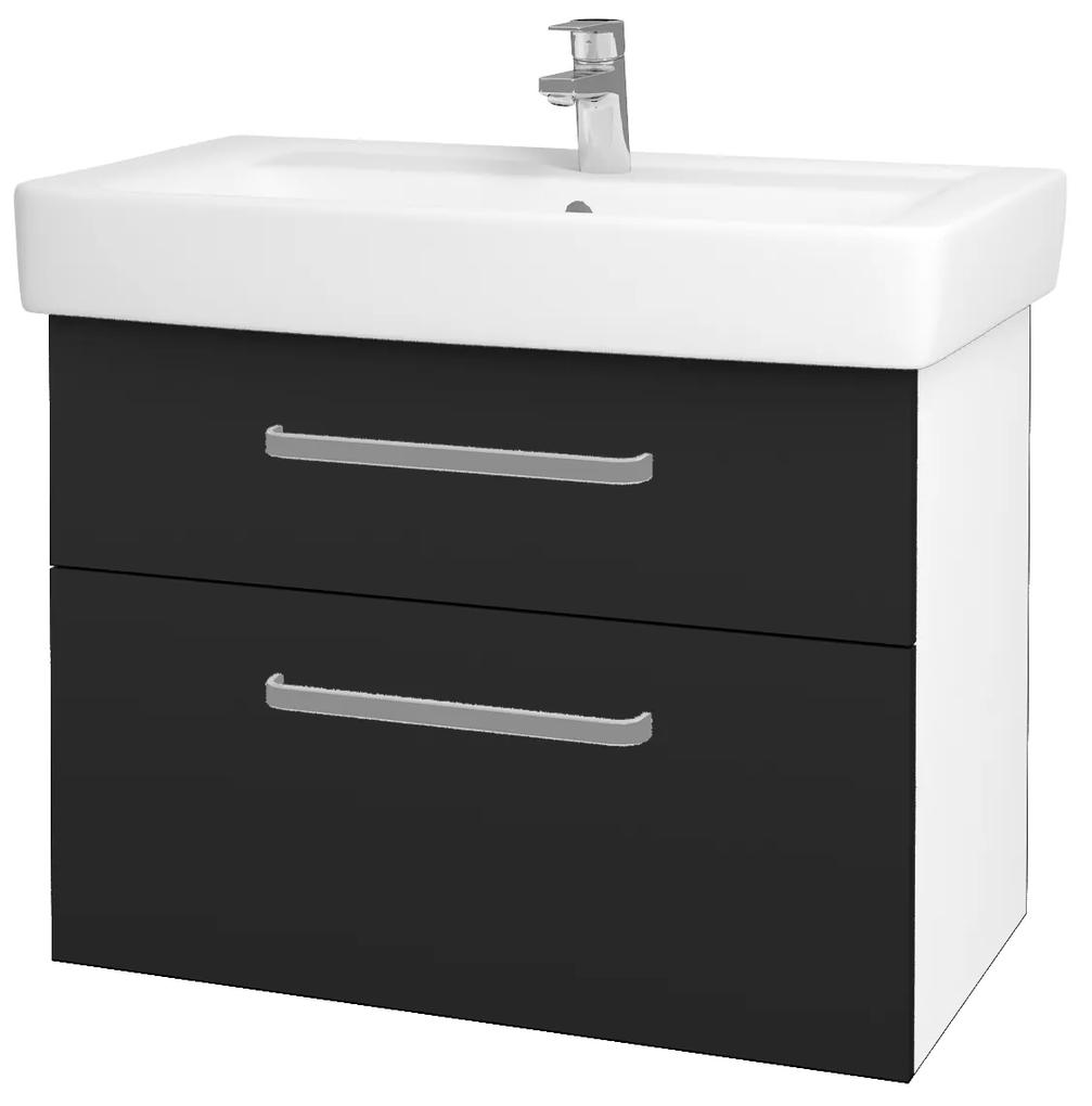 Dřevojas Koupelnová skříň Q MAX SZZ2 80 Varianta: N01 Bílá lesk / Úchytka T01 / D16 Beton tmavý