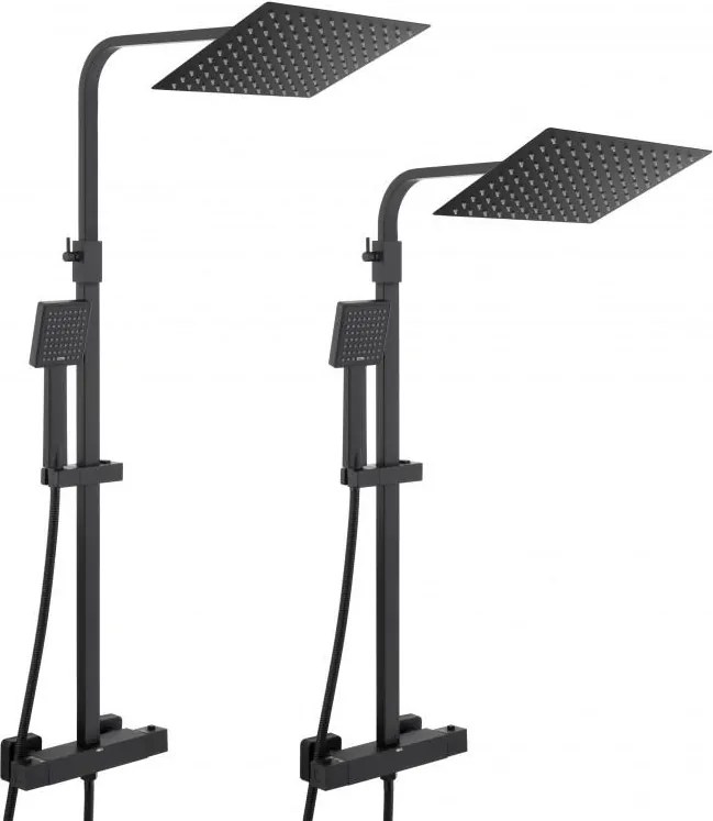 Erga Goba, sprchová souprava s termostatickou baterií a dešťovou hlavicí 25x25cm, černá matná, ERG-YKA-BP.GOBA-THERM-25-BLK