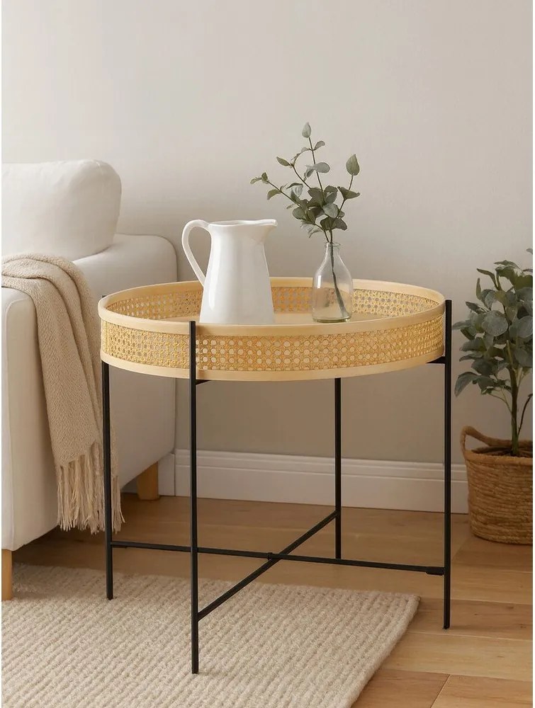 Ratanový kulatý konferenční stolek v přírodní barvě ø 60 cm Depok – Premier Housewares