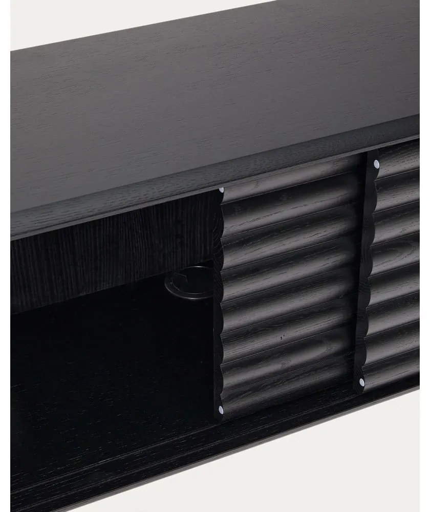 Černý TV stolek v dekoru dubu 200x57x35 cm Lenon – Kave Home