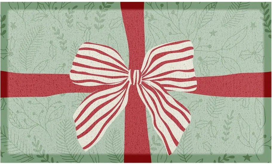 Rohožka s vánočním motivem z recyklovaného plastu 40x70 cm Red & White Stripe Bow – Artsy Doormats
