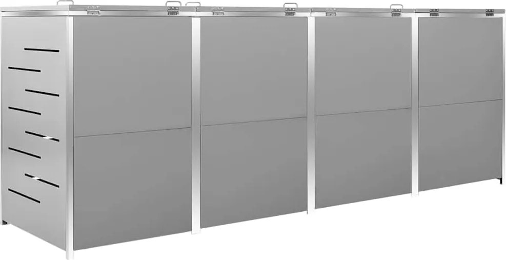 Přístřešek na čtyři popelnice 276,5x77,5x115 cm nerezová ocel 149561