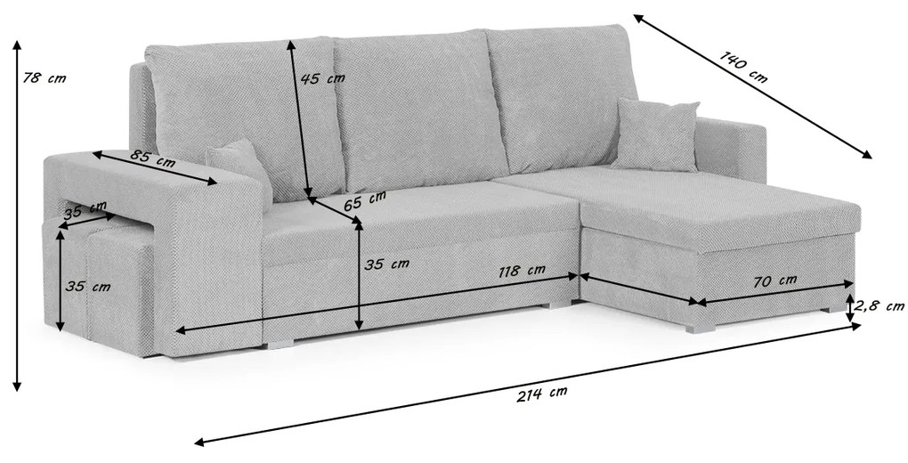 Rohová sedací souprava s funkcí spaní NEX Červená