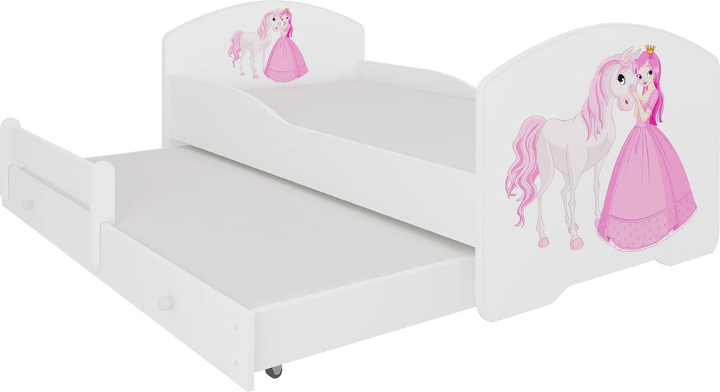 ADRK Furniture Dvojitá postel s matracemi PEPE II PRINCESS AND HORSE 160x80 CH-Pep-II-Princ- 160-E1004