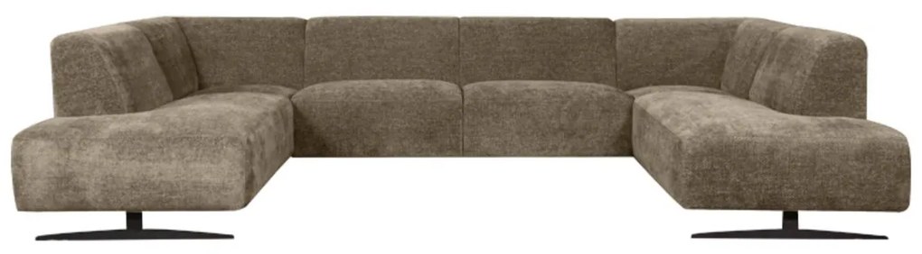 LABEL51 Šestimístná pohovka RODANO do tvaru U hnědozelená 344 cm