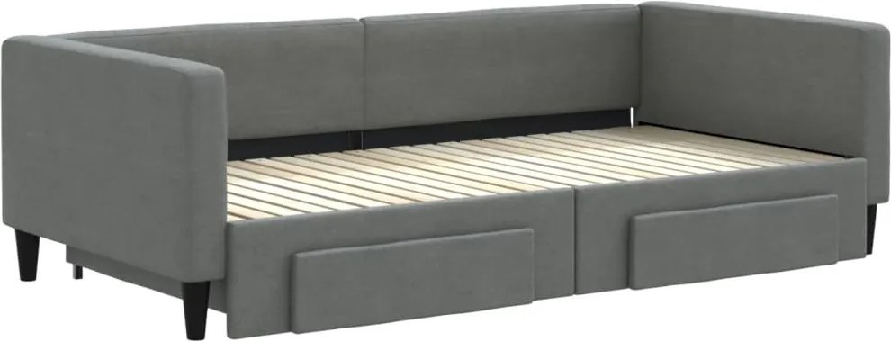 Válenda s přistýlkou a zásuvkami tmavě šedá 100 x 200 cm textil 3196620