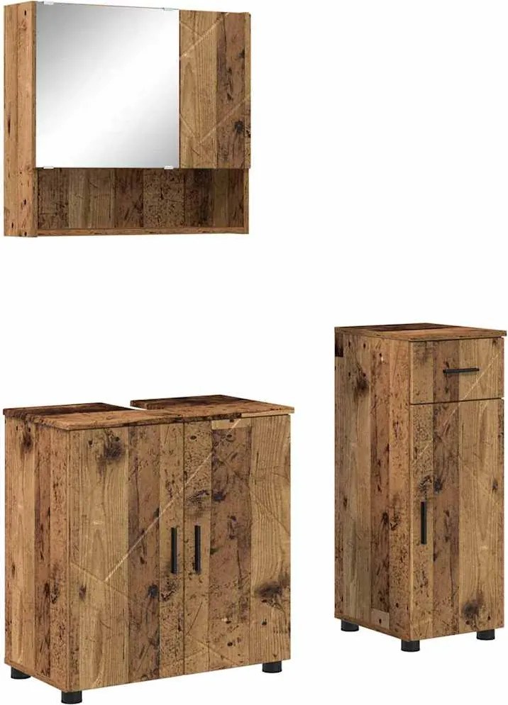 Sada koupelnového nábytku 3 ks Staré dřevo 61 x 35 x 64 cm 3392961