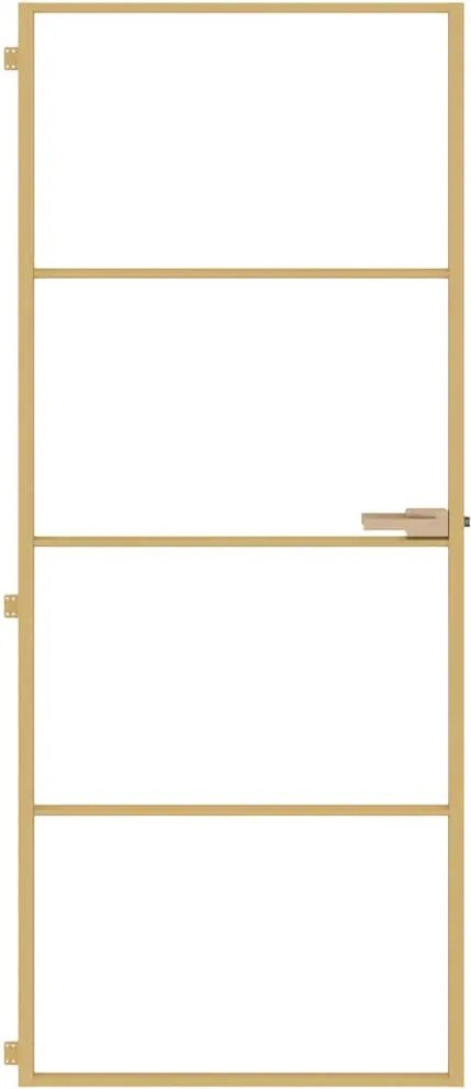 Interiérové dveře úzké zlaté 83x201,5 cm tvrzené sklo a hliník 155133