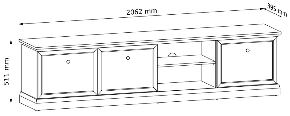 LUCCA b | TV stolek RTV3D | 206,2 cm | bílá