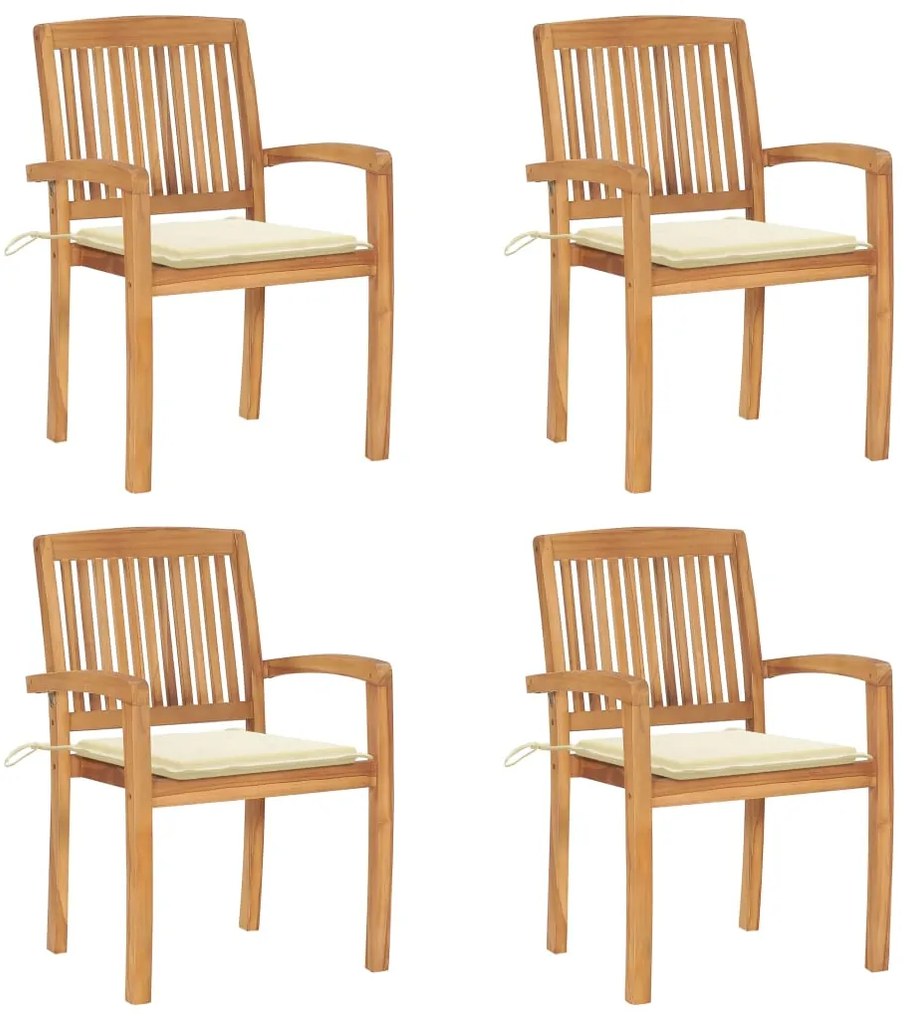 Stohovací zahradní židle s poduškami 4 ks masivní teak 3073212