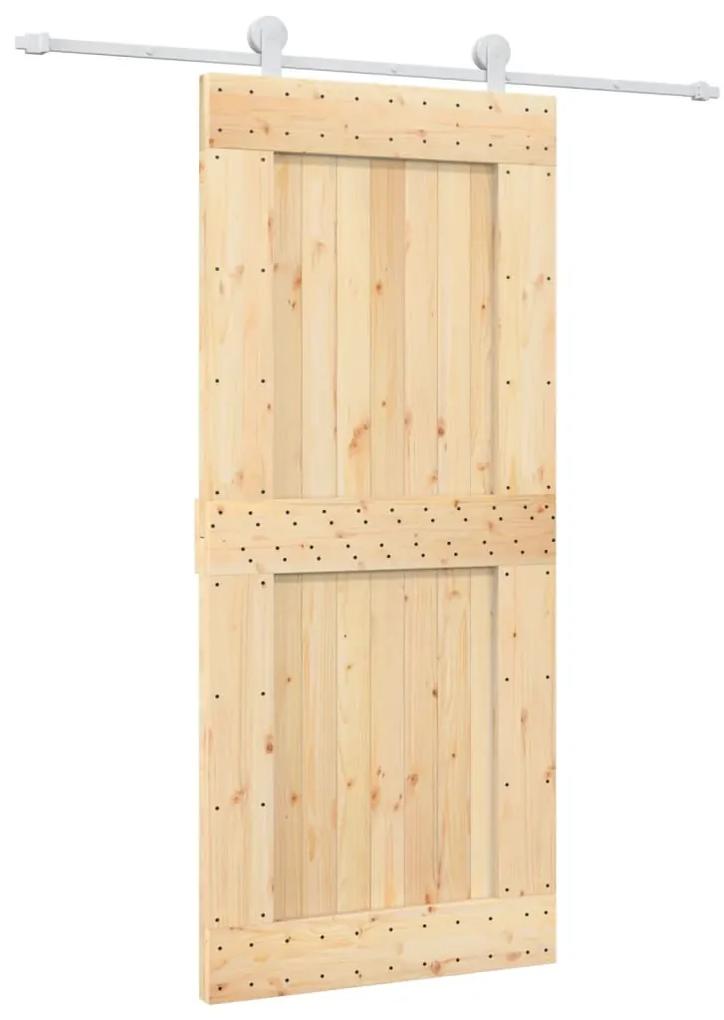 Posuvné dveře s kováním 90 x 210 cm masivní borové dřevo,  3203093