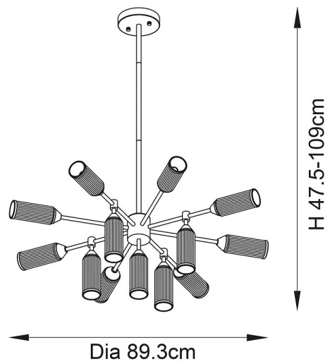 Endon 106256 - Lustr na tyči TOUR 13xG9/3W/230V mosaz