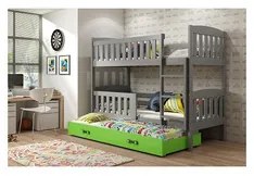 Dětská patrová postel KUBUS s výsuvnou postelí 90x200 cm - grafit Bílá