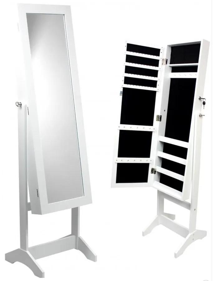Chomik Stojací zrcadlo se šperkovnicí bílé 139,5 x 35 x 36,5 cm