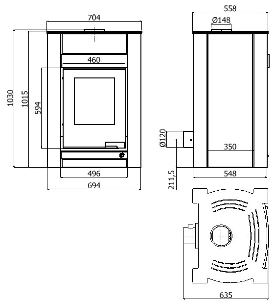 Krbová kamna AQUAFLAM VARIO ® KALMAR 11kW krémová (teplovzdušná verze)