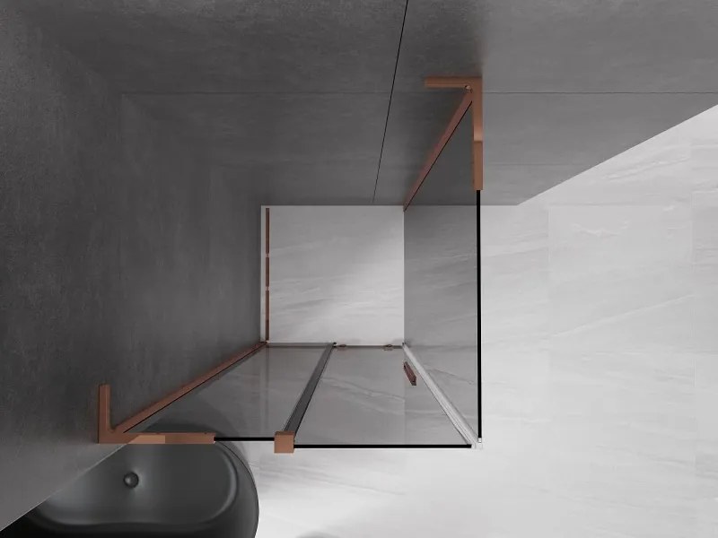 Mexen Velar L, sprchový kout s posuvnými dveřmi 110 x 110 cm, 8mm šedé sklo, růžové zlato, 871-110-110-43-60