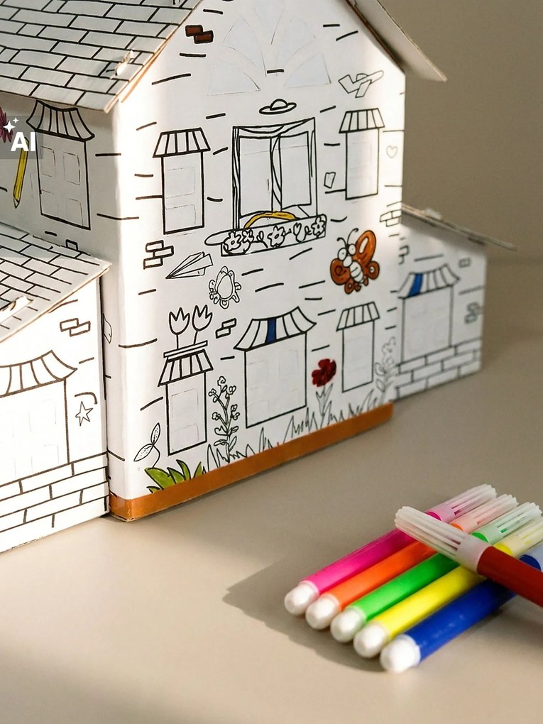 Sinsay - DIY sada na sestavení a vybarvení domečku - vícebarevná