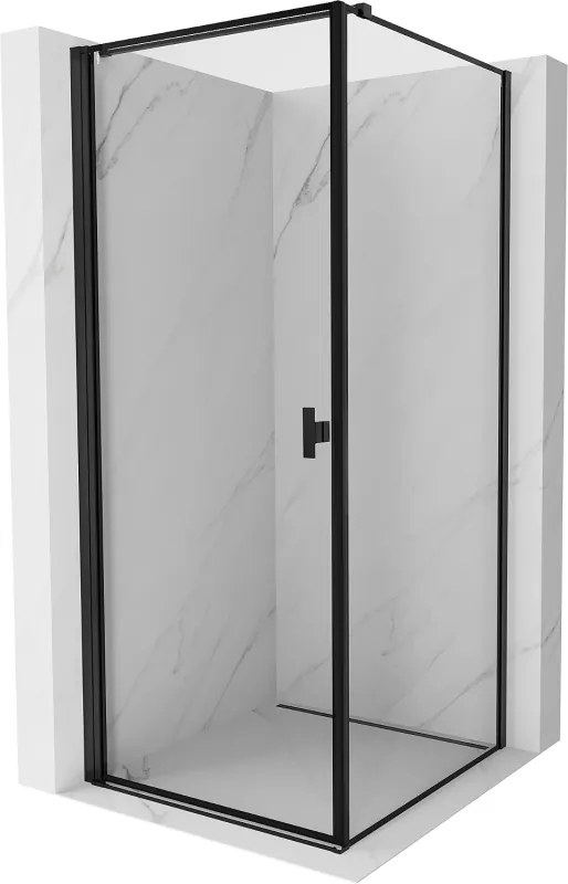 Mexen Mist-B, 1-křídlý ​​výklopný sprchový kout levý 80 x 80 cm, čiré sklo-černý rám, 8A2T-080-080-70-70-L