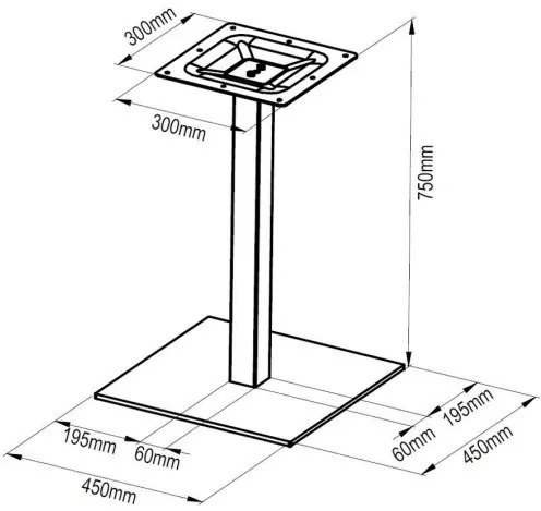 Jídelní stůl Quadrato 70x70 cm, bílý/nerez