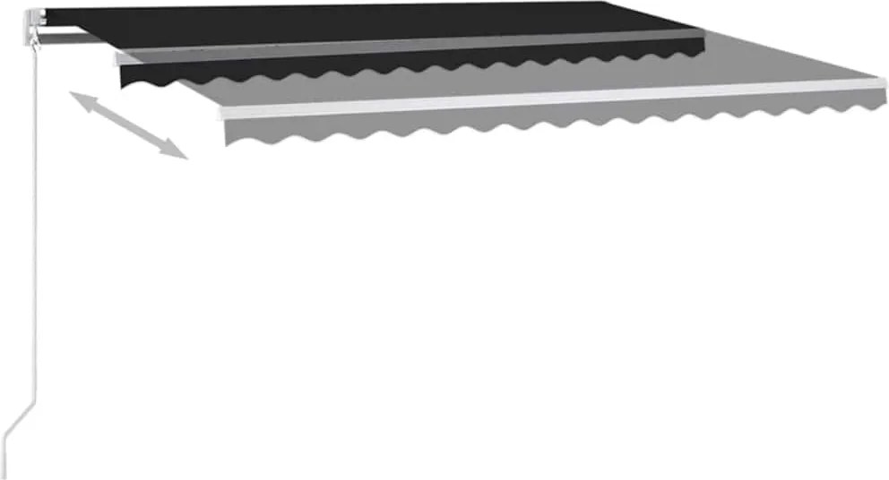 Ručně zatahovací markýza s LED světlem 450 x 350 cm antracitová 3069004