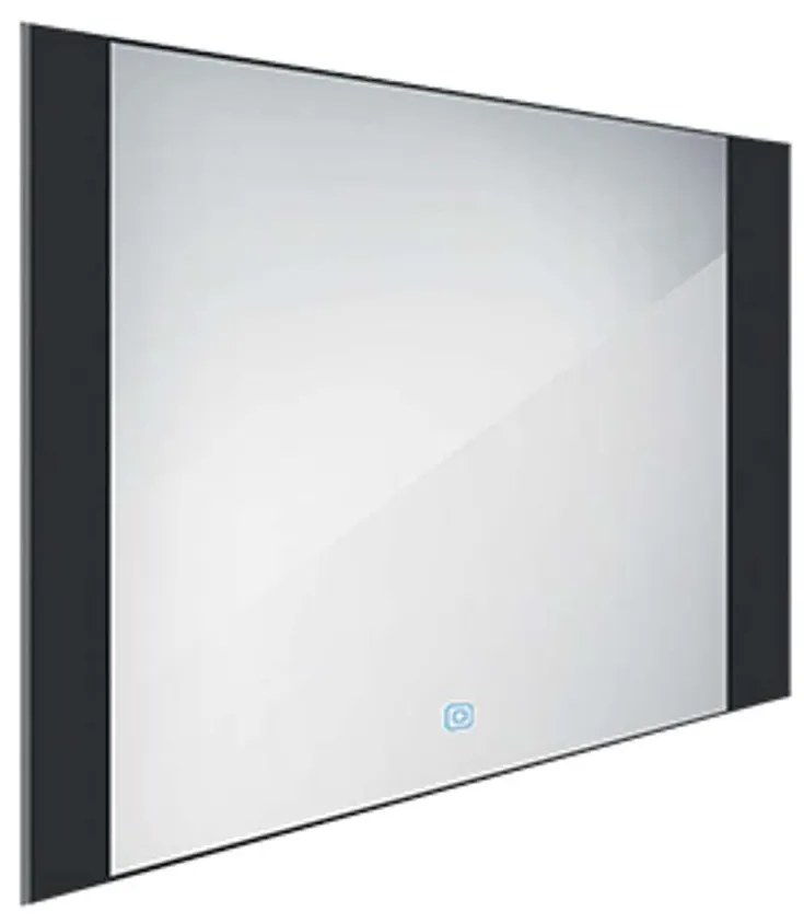 Nimco - Zrcadlo s LED osvětlením, 80x60 cm, dotykový senzor, hliník/černá ZPC 41003V-90
