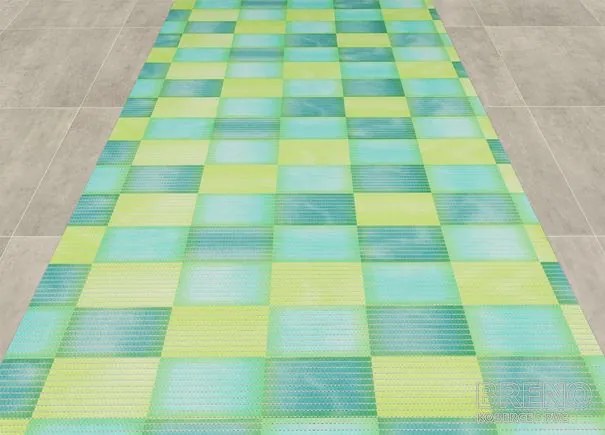Breno Koupelnová pěnová předložka SOFTY-TEX 79844 zelené dlaždice, šíře 65 cm, Vícebarevné