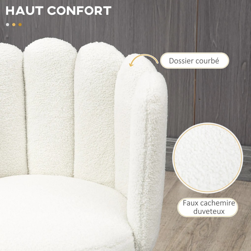 Barové Židle HOMCOM, Sada 2, Vysoké Křesla, textil s efektem smyčkované vlny, ocelový rám, výška 65 cm, s opěradlem a opěrkou nohou, snadná montáž, v…
