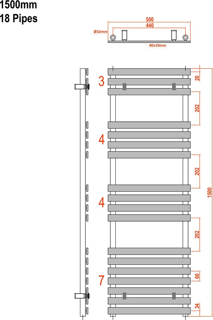 Sapho Sapho, JALOUSI topné těleso 500x1500mm, 765W, bílá, 1801-08