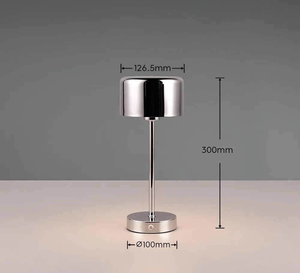 LED stmívatelná stolní lampa v leskle stříbrné barvě (výška 30 cm) Jeff – Reality