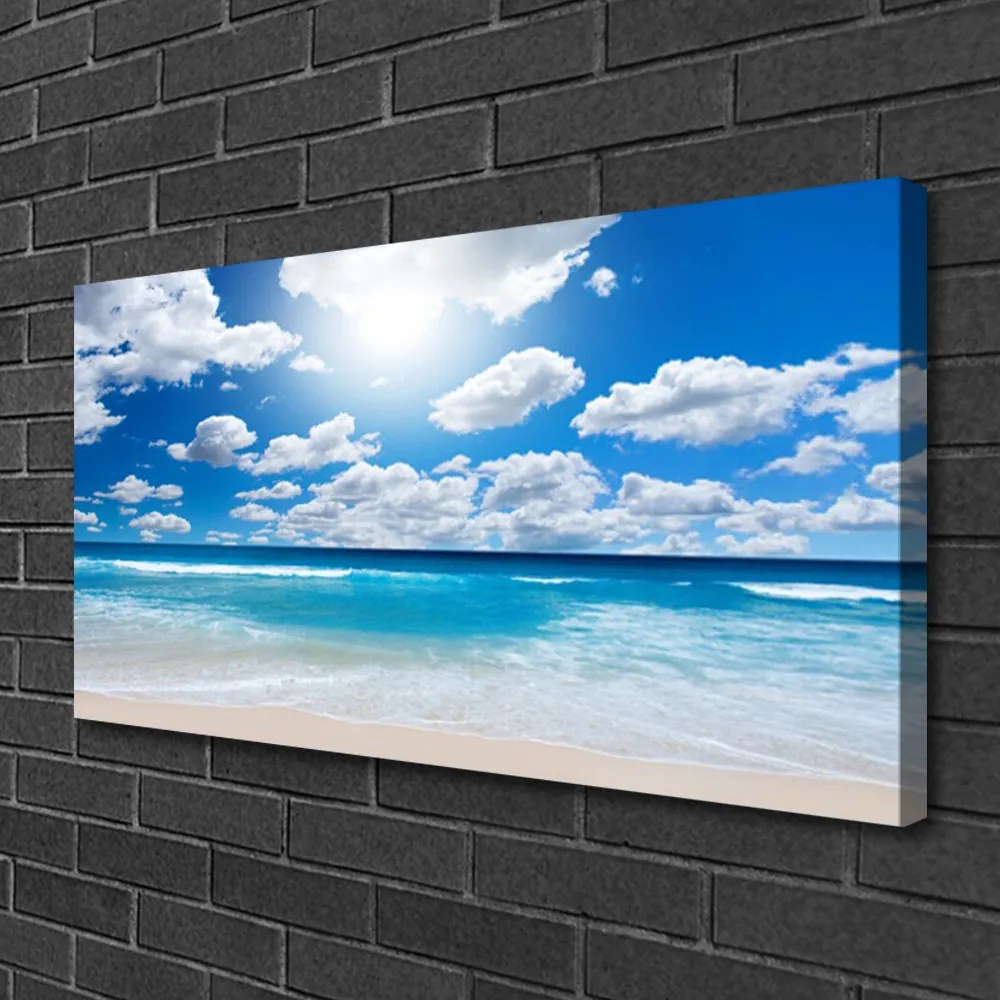 Obraz na plátně Moře Pláž Mraky Krajina 125x50 cm