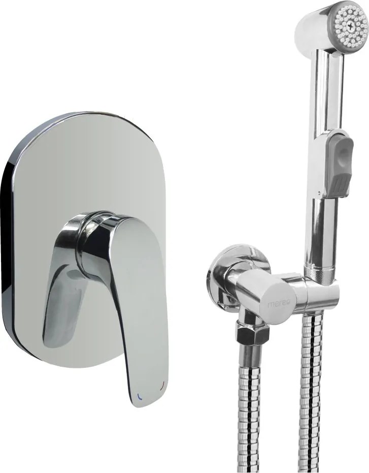 Mereo Mereo, Podomítková baterie s bidetovou sprchou, Eve, Mbox, hranatý kryt, chrom, CBV60105BS