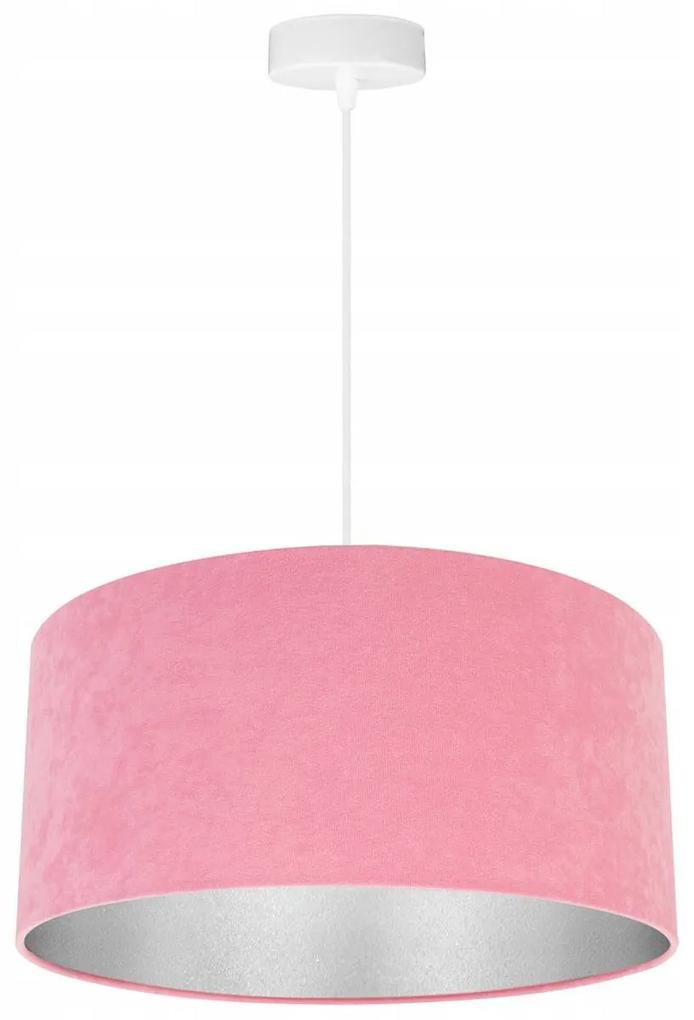 Závěsné svítidlo MEDIOLAN, 1x růžové/chromové textilní stínítko (výběr ze 2 barev konstrukce)