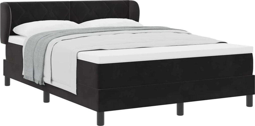 Postel s boxspringem s čelo Černá 160 x 200 cm samet 3340450