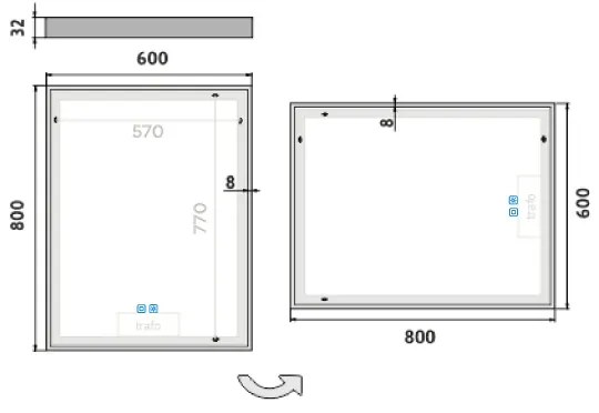 Nimco Bílé LED zrcadlo 600x800 se dvěma dotykovými senzory - ZPB 13002VX-05