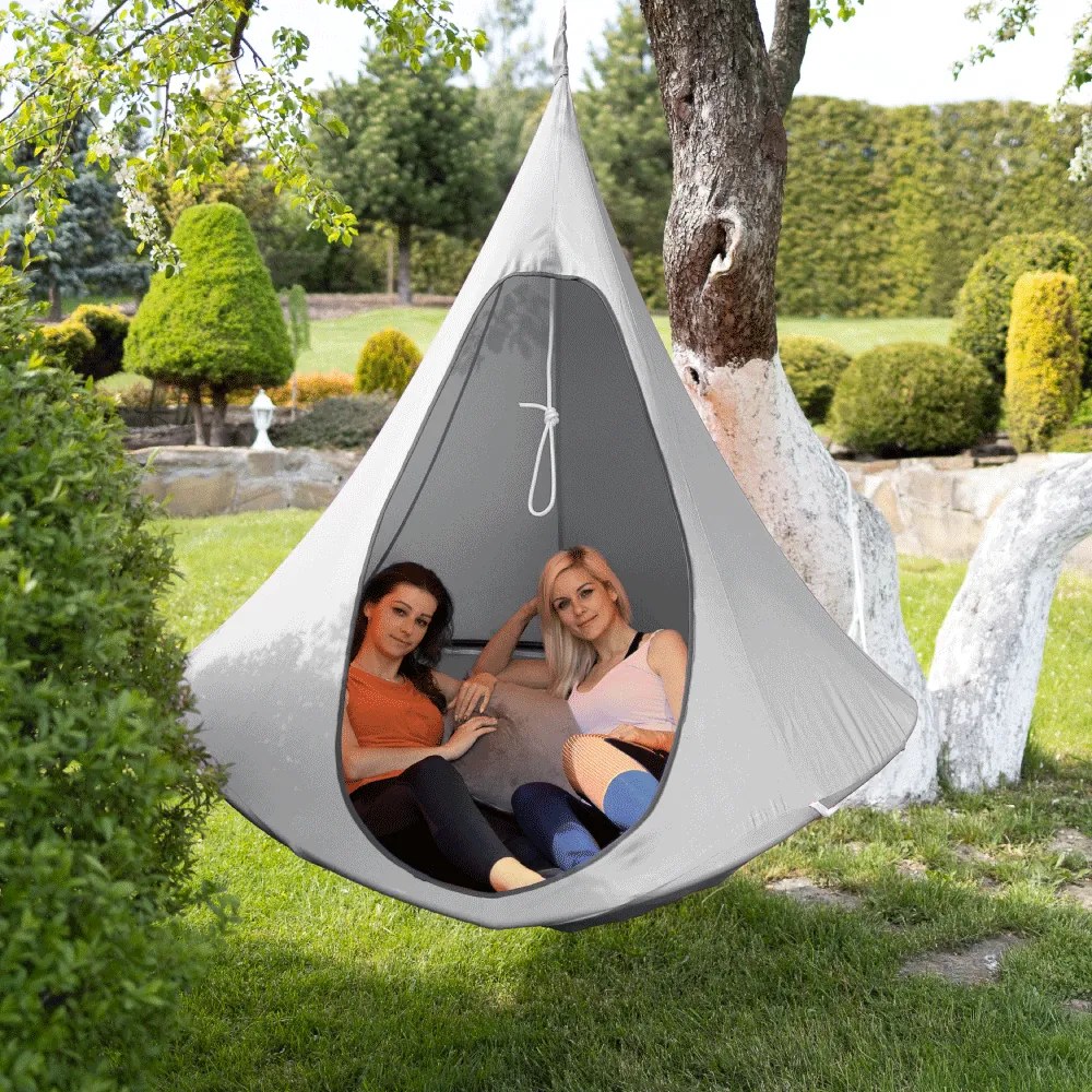Kondela Závěsné houpací křeslo, světle šedá, KLORIN NEW BIG SIZE CACOON HAMMOCK