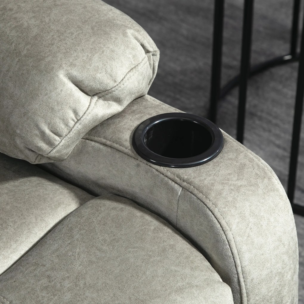 HOMCOM TV křeslo s funkcí polohování, otočné o 360°, houpací funkce, s pružinovým jádrem, podnožka, držák na nápoje, 87L x 95W x 102H cm, hnědé| Aosom