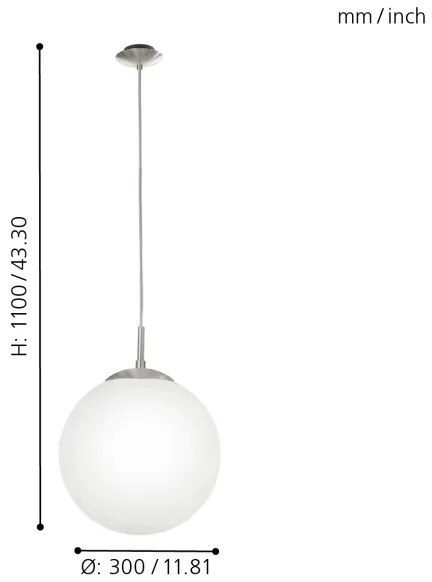 EGLO 85263 - Lustr na lanku RONDO 1xE27/60W/230V pr. 30 cm bílá