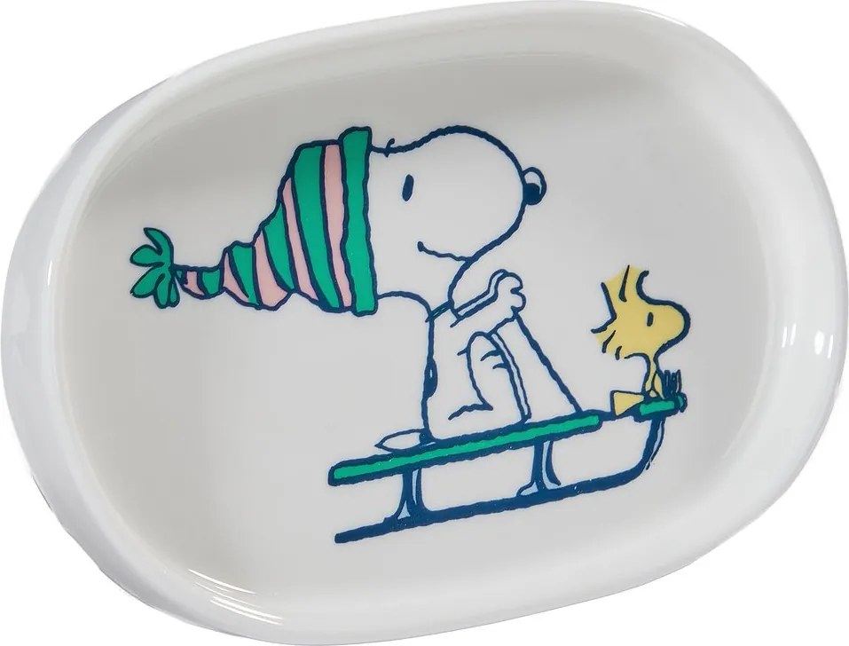 PEANUTS Talířek na šperky oválný Snoopy na sáňkách 15 x 10 cm
