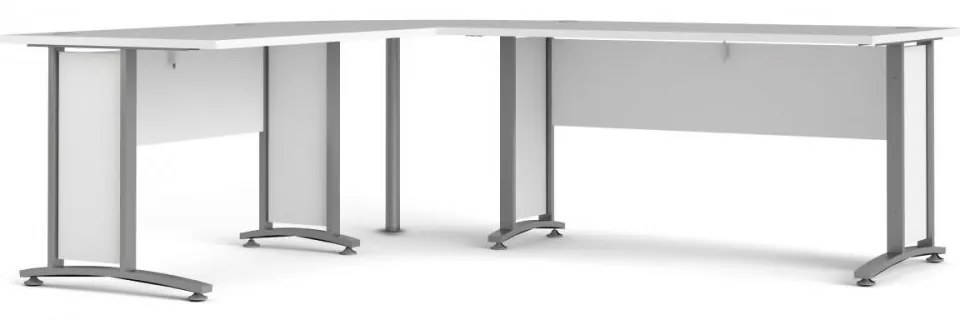 Rohový psací stůl Office 80400/72 bílá/silver grey