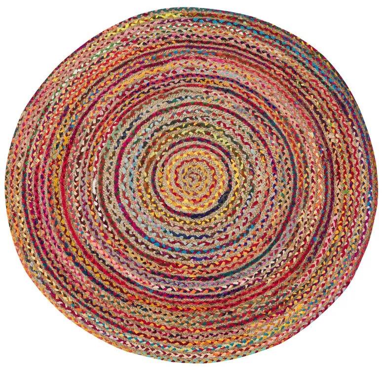 Kulatý bavlněný koberec ⌀ 140 cm vícebarevný DAGDERE Beliani