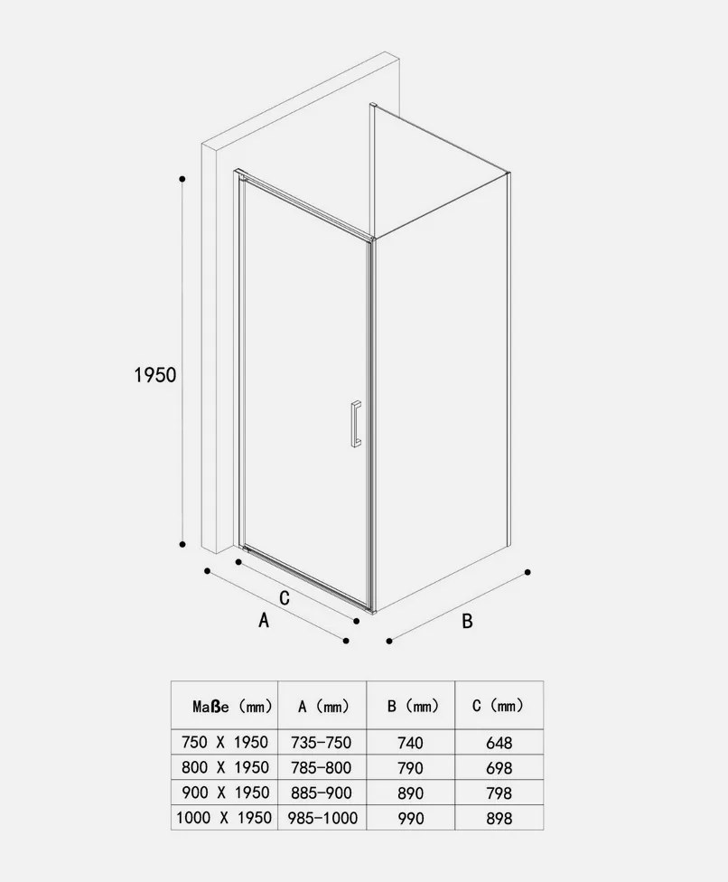 design sprchový kout RAVENA CHROM R36 U-FORM 70-100cm