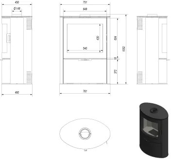 Kratki KOZA/AB/S/2 - Krbová ocelová kamna 10kW 150mm